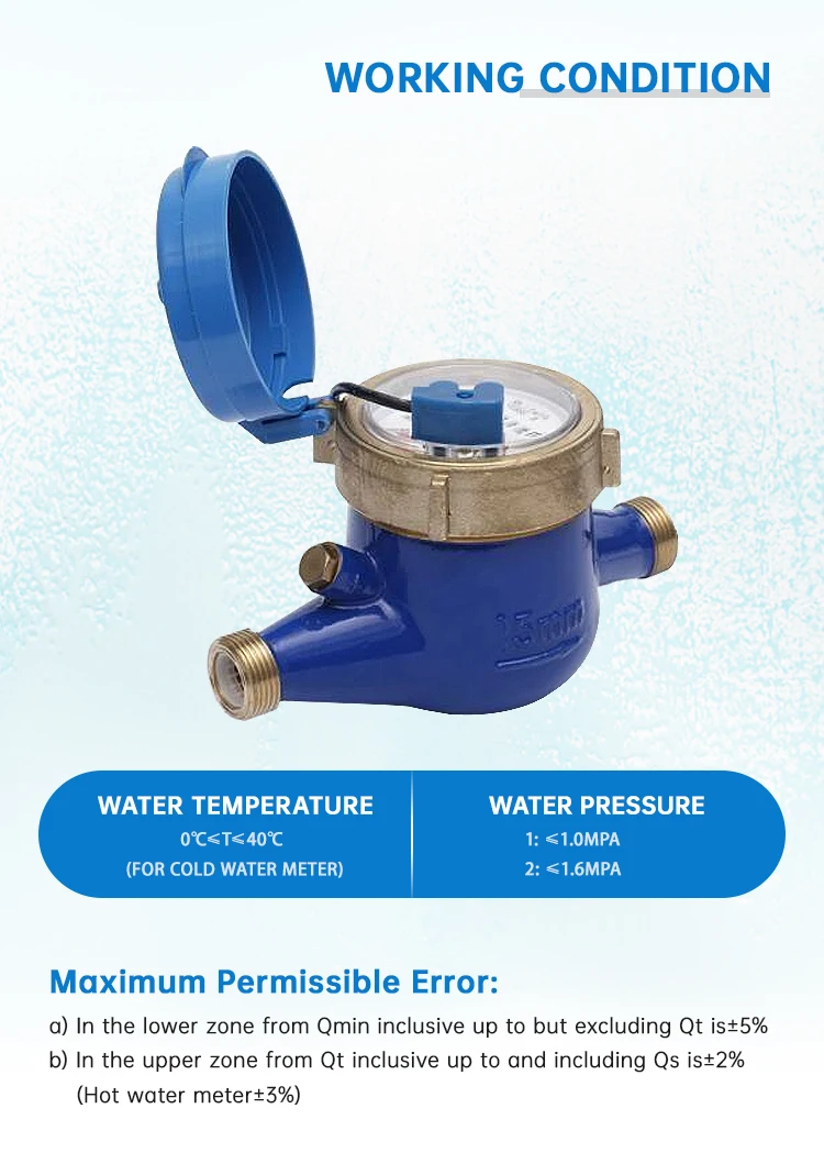 Iso 4064 Class B Remote Reading Brass Multi-jet Flow Digital Smart ...