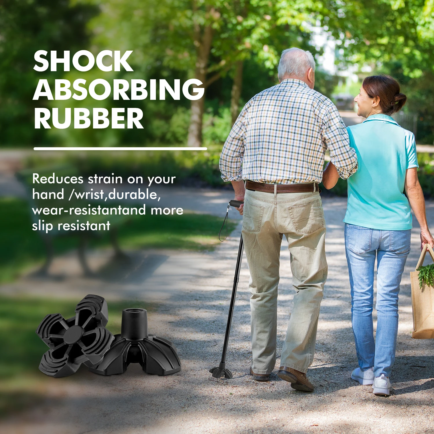 Kinggear Self Standing Cane Tip Anti-slip Stable Quad Cane Tip 3/4 Inch ...