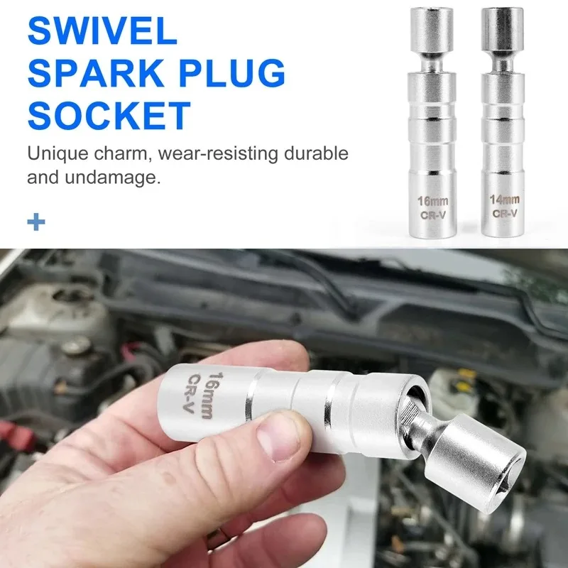 14MM Thin Wall Magnetic Swivel Spark Plug Socket 3/8 Inch Drive 12 ...