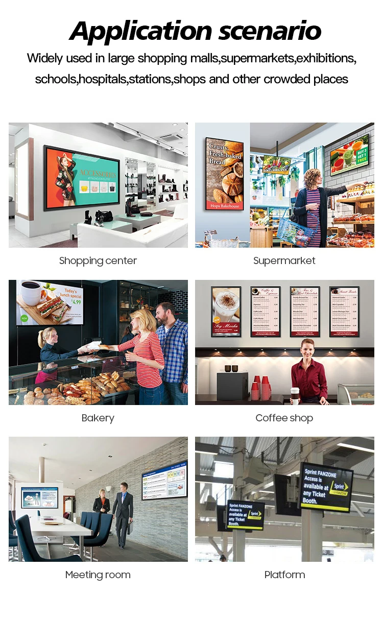 2K 4K Screen Indoor Wall Mounted Android Video Player LCD Advertising ...