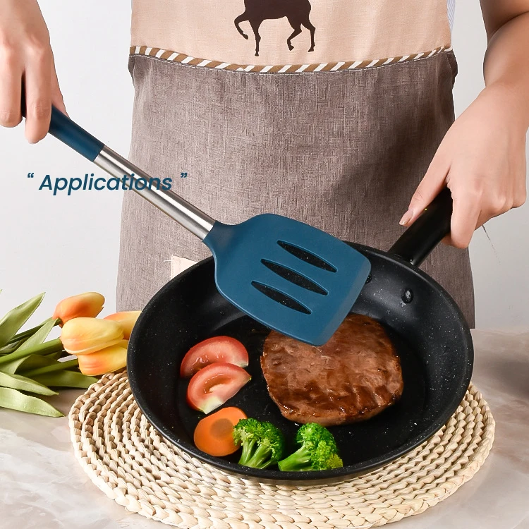 Amazon Hot Selling Kitchen Utensils Silicone With Metal Kitchen Cooking ...