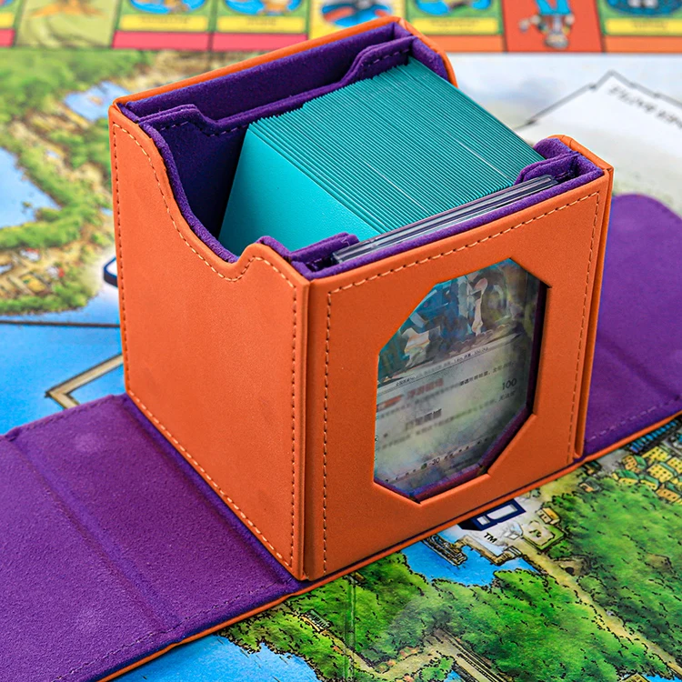 Sanseking Brand PU Leather Card Box Storage Deck Case with clear Window ...