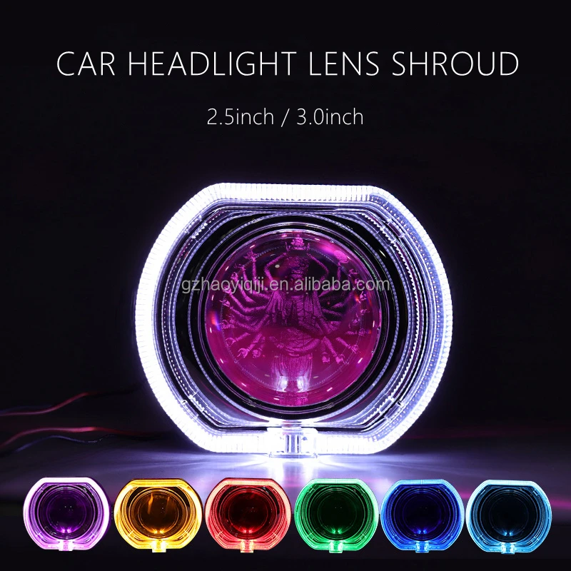 Hyml Hid Projector Lens Black Shrouds 2.5inch With Led Angel Eyes White ...