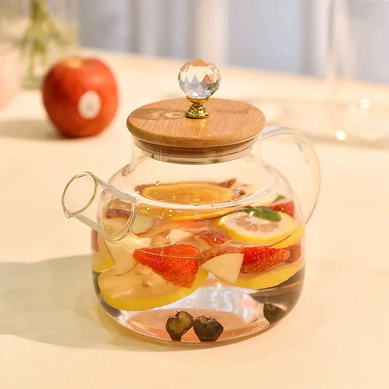 Simple Glass Teapot With Bamboo Lid 600ml To 1800ml Capacity For Loose Leaf Tea & Bloo Coffee ...