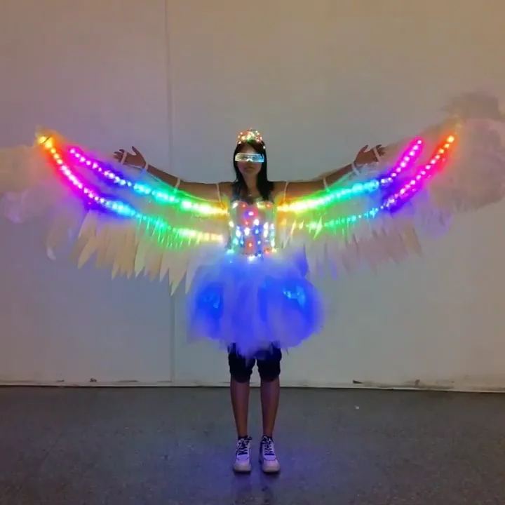 Light Up Colorful Angle Wings Rechargeable Led New Style Luminous Big ...