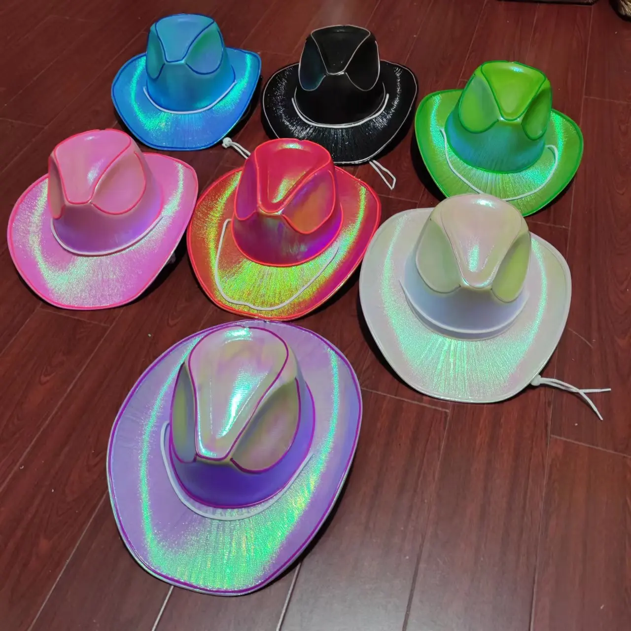 Colorful LED Light up Hat Adult Cowboy Cowgirl Hat for Halloween ...