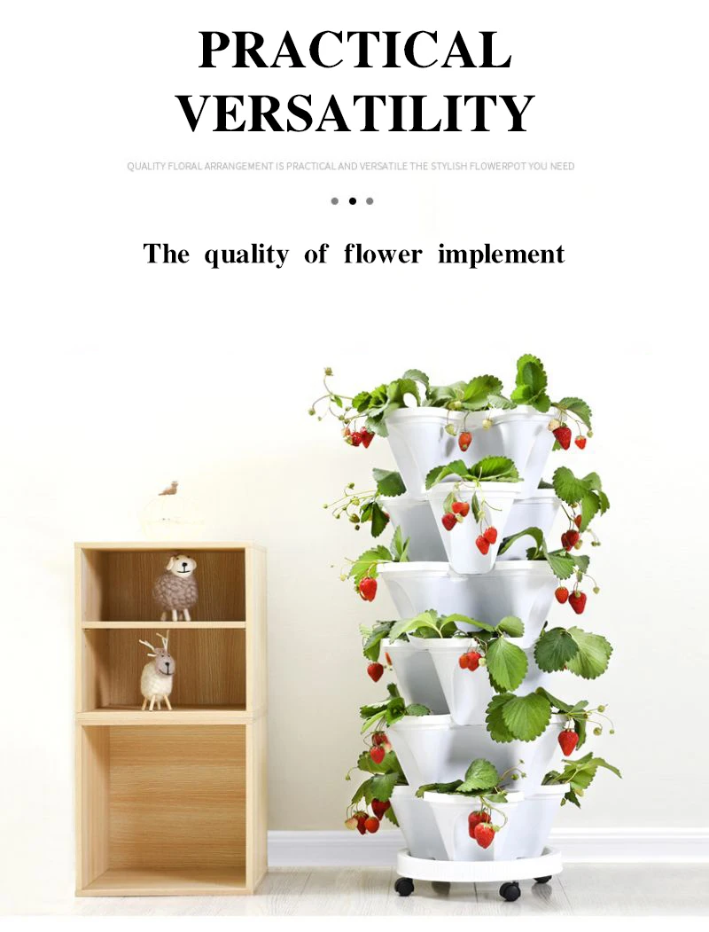 Stand Stacking Planters Strawberry Planting Pots Garden Farming 6 Tier ...