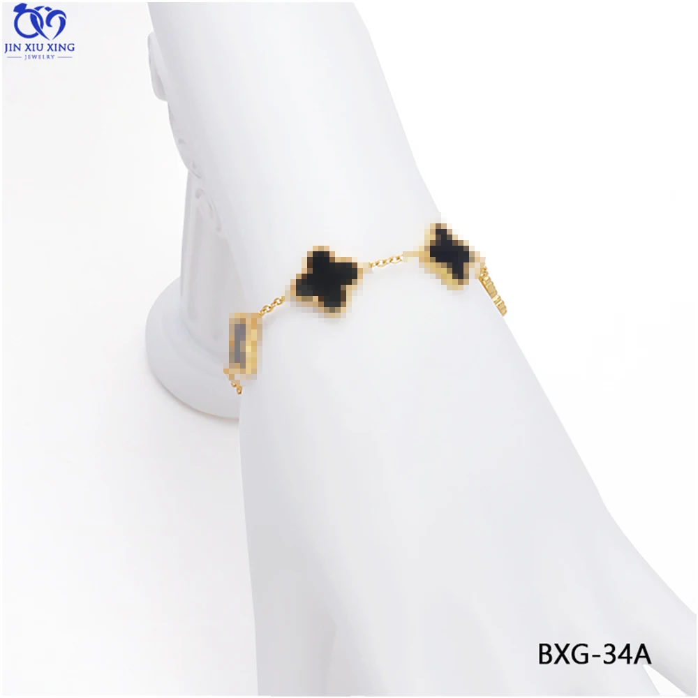 Lucky Titanium Steel Four-leaf Clover Bracelet Stainless Steel Rose ...