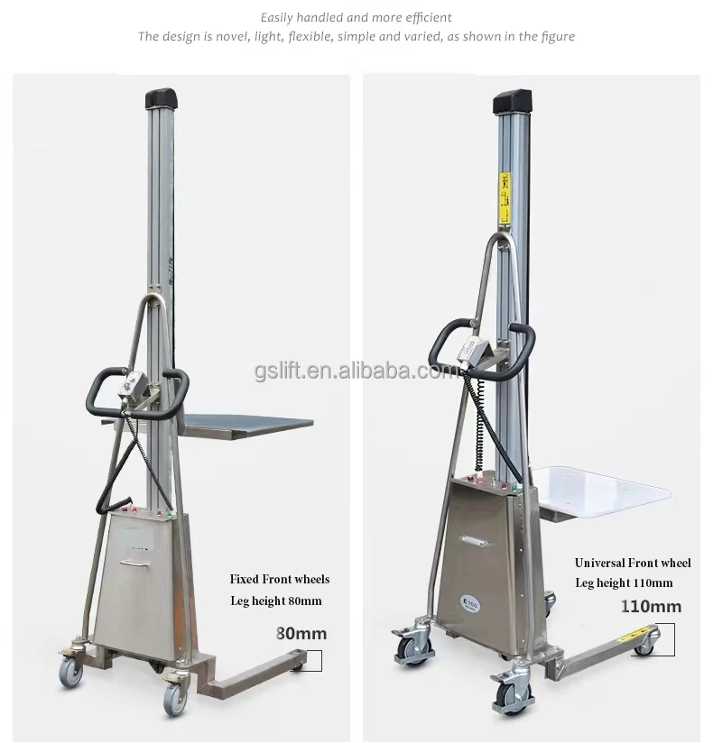 100kg Battery Powered Work Positioner,Light Duty Semi Electric Stacker ...