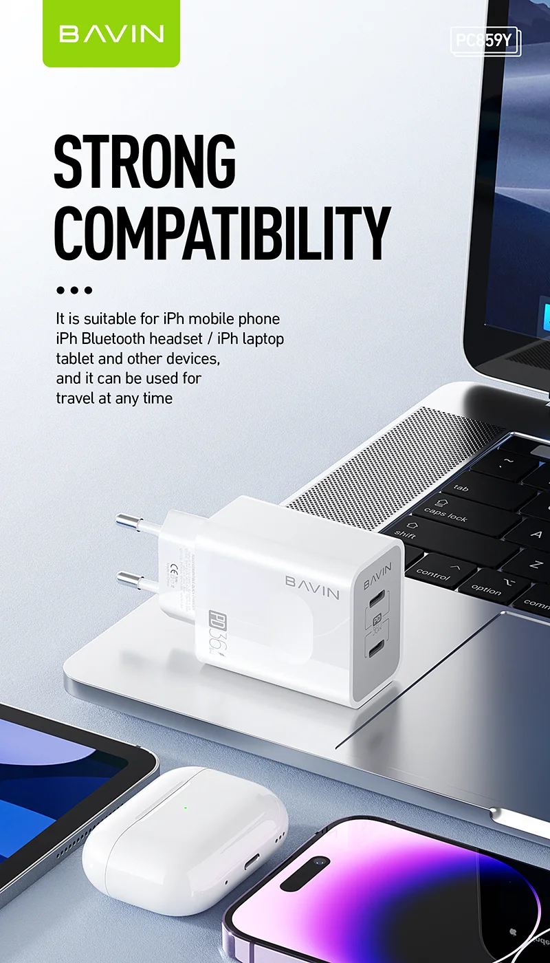 BAVIN PD 36W Dual Port Charger - Fast & Reliable Charging