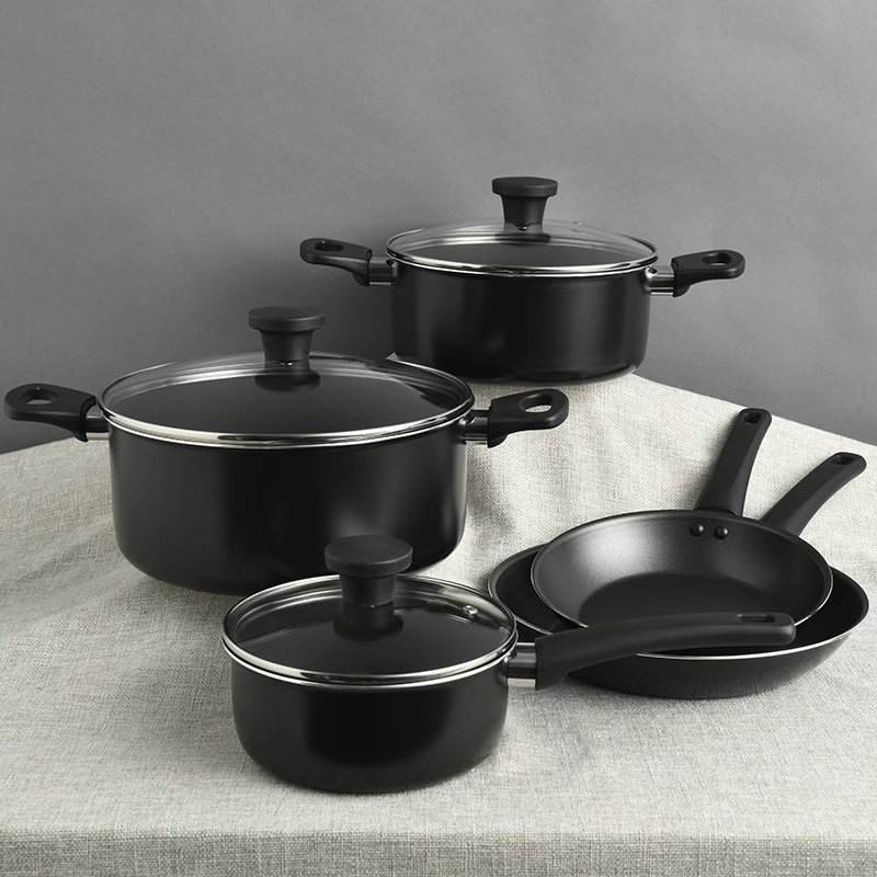ASD Non Stick Cookware Set - 8 Pieces of Black Aluminum