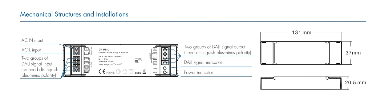 Skydance Dali Bus Power Supply & Repeater Da-ps-l With Integrated Dali ...