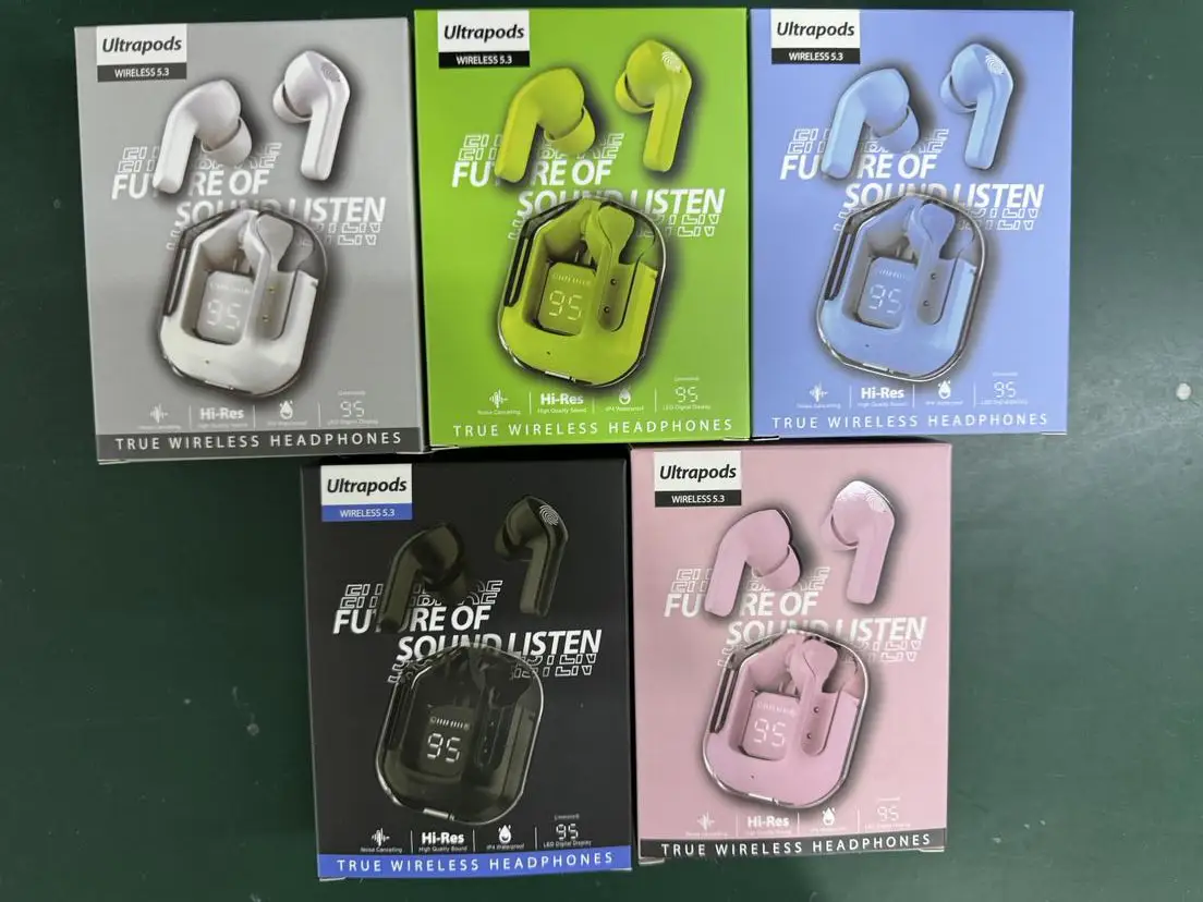 Ultrapods Crystal Portable Bt Led Display Mini Wireless Earbuds Gaming ...