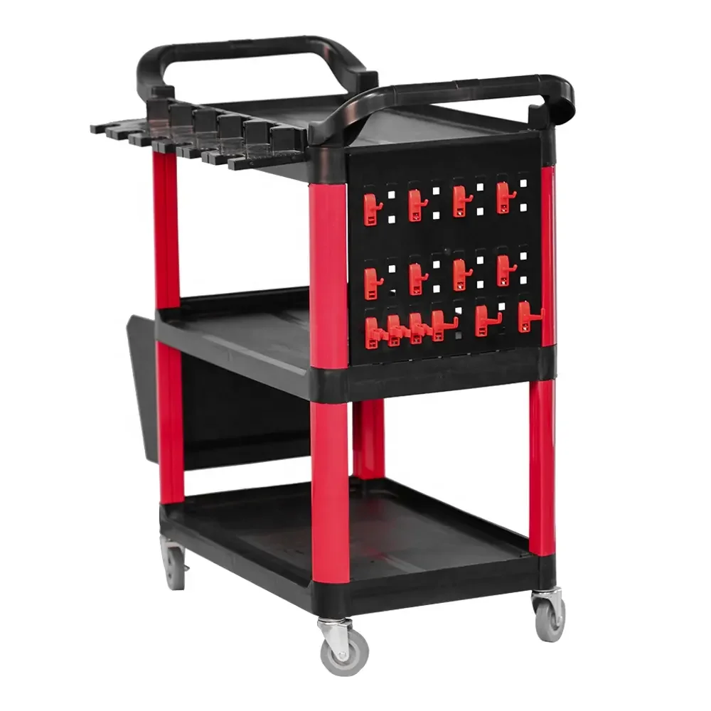 Three-Layer Auto Repair Tool Cart with Rolling Platform Car Wash ...