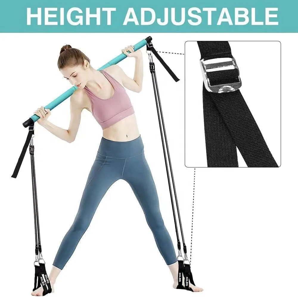 MR Custom Private Label 3 Section Pilates Bar with Stackable Bands ...