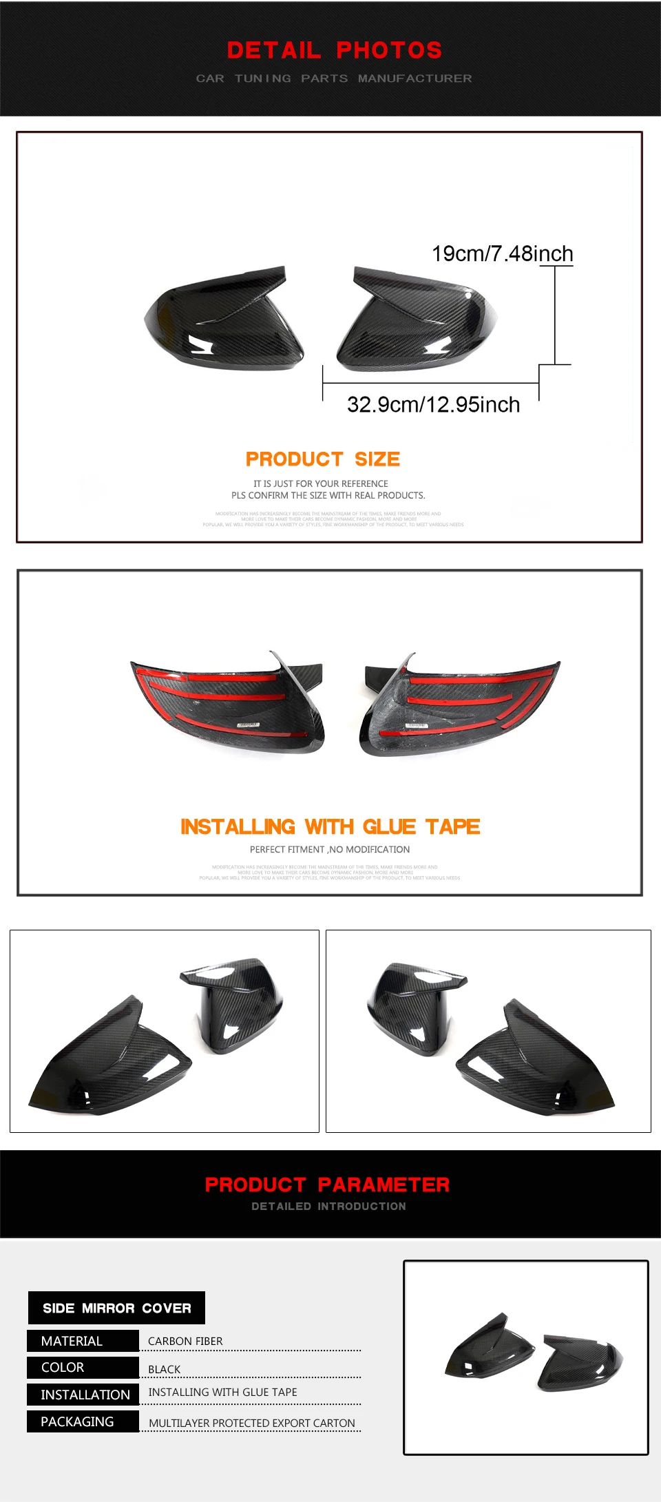 JC Sportline Dry Carbon Fiber Q8 Mirror Covers for Audi