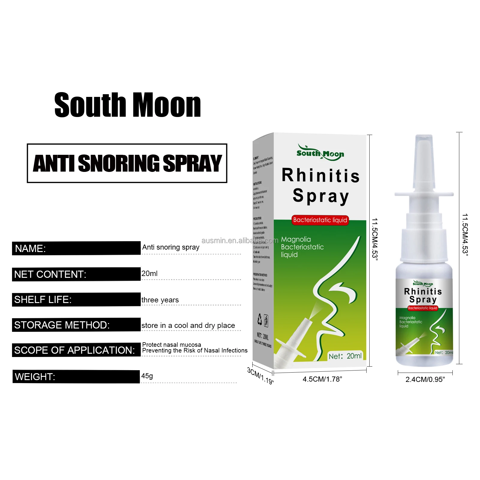 Nasal Rhinitis Anti-snoring Spray Nose Problem Care Herbal Natural ...