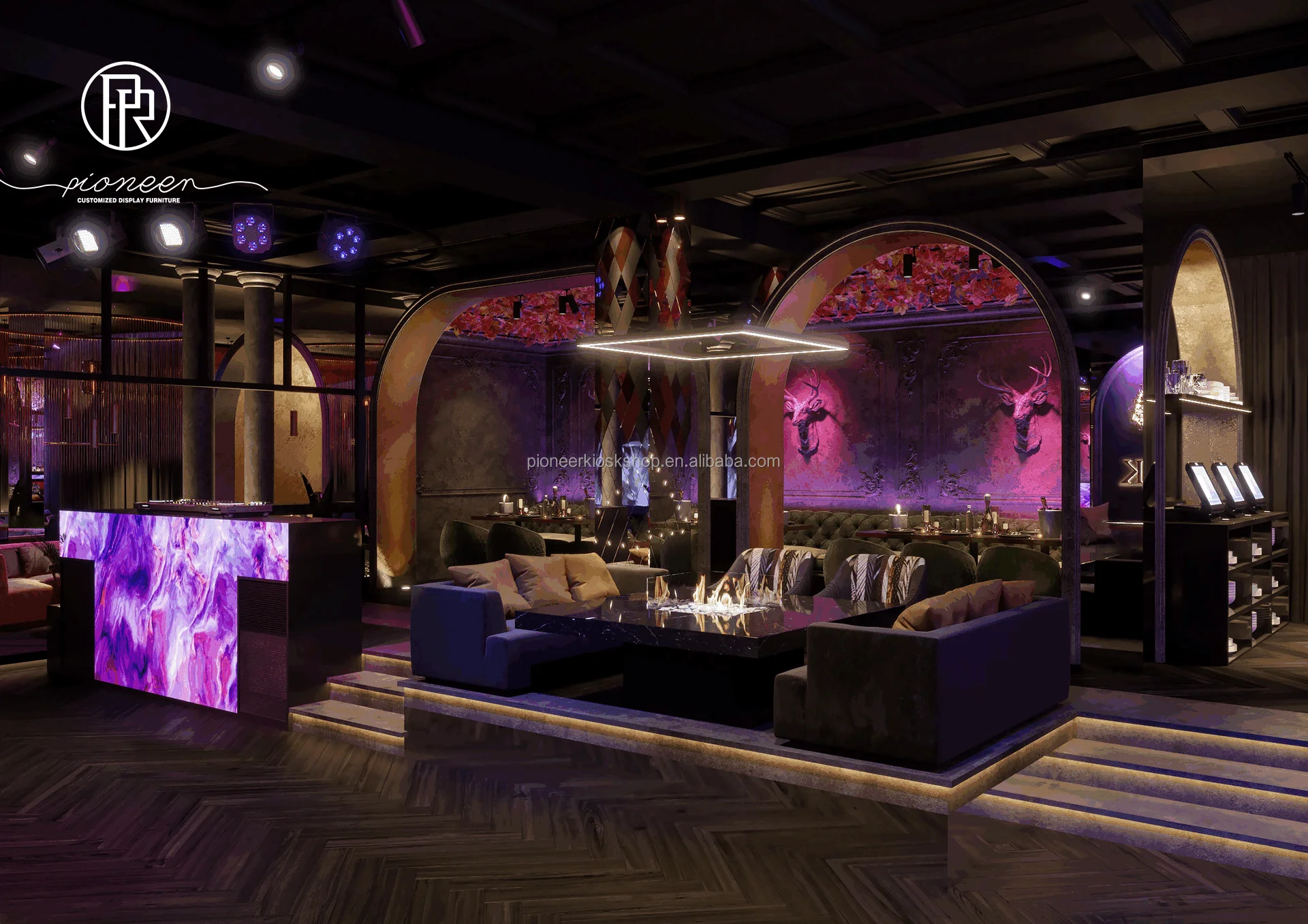 Luxury Nightclub Bar - Translucent Marble LED Counter