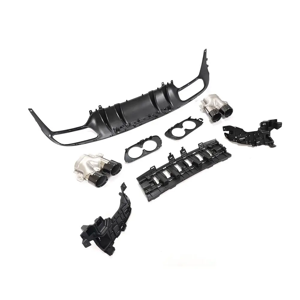 W205 Rear Bumper Diffuser Lip With Exhaust Tips For Mercedes-benz C ...