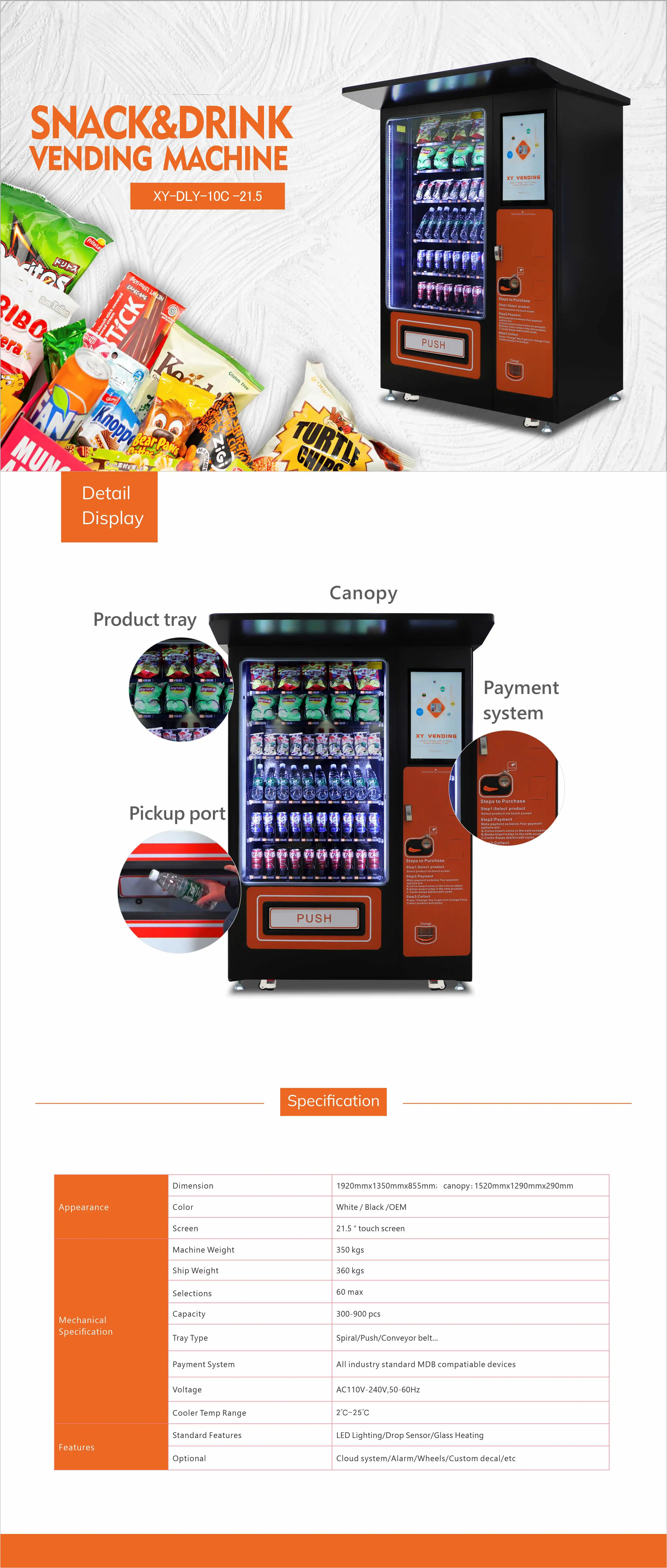 Best Mechanical Outdoor Vending Machine For Sale Xy-dly-10c 300~900 Cn ...
