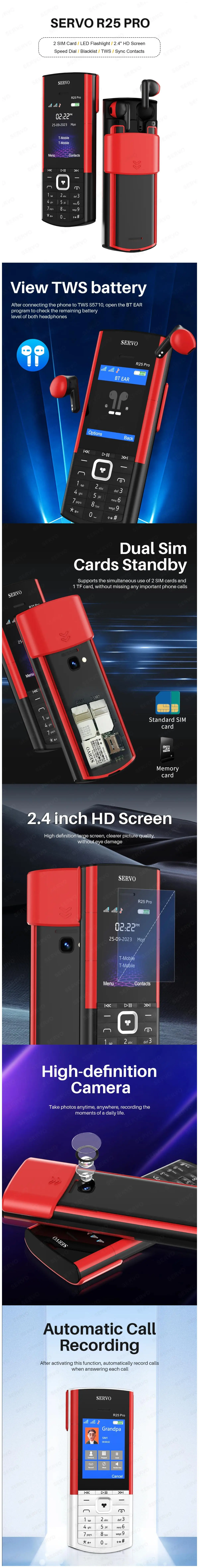 Original R25 Pro Keypad Mobile Phone With Inbuilt Wireless Earbuds 2.4 ...