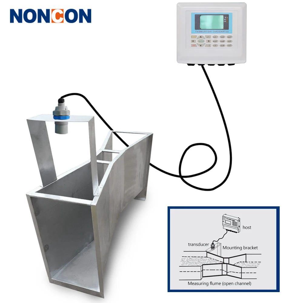 RS485 River Flow Meter parshall flum Open Channel Flow meter Ultrasonic ...