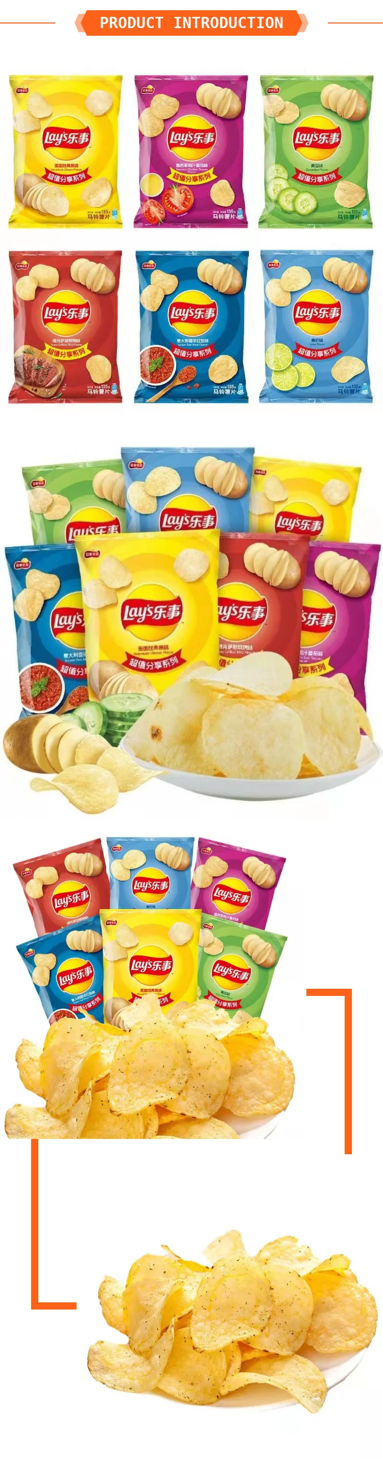 Bulk 135g Lays Popular Food Snacks Classic Cooked Crispy Potato Chips ...