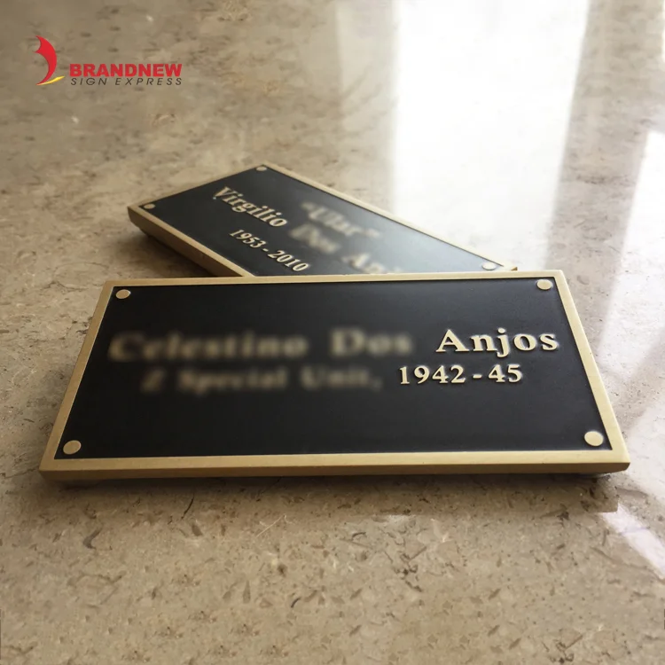 Custom Design Vintage Tomb Name Bronze Memorial Plaques