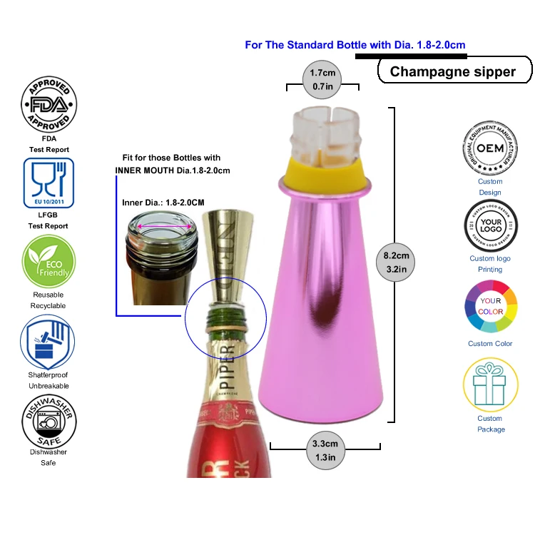 Promotional Gift Plastic Mini Champagne Sippers Custom Wine Pourer