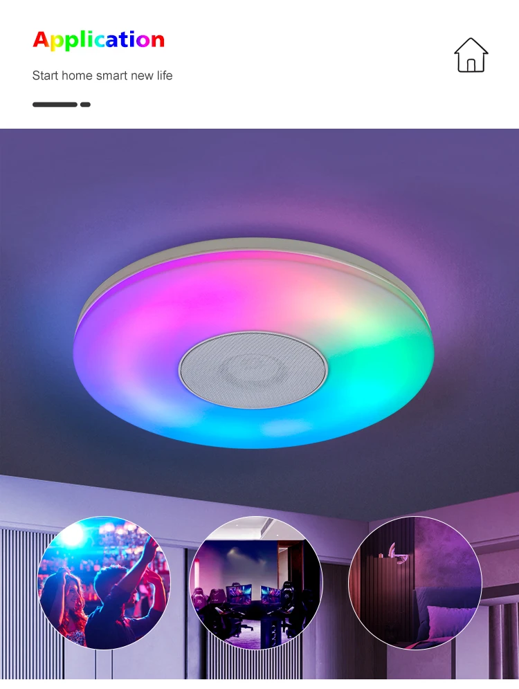 Smart Ceiling Light With Bluetooth Speaker 24w Led 10 Pvc Ce White ...