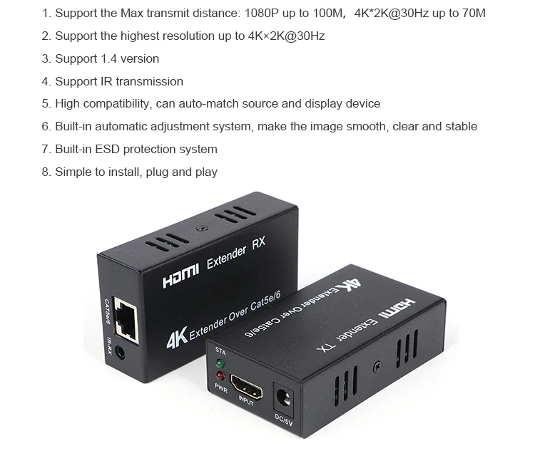 Mini 4k-hd Extender Over Cat6 Support 4k@30hz With Ir - Buy 4k Hd ...