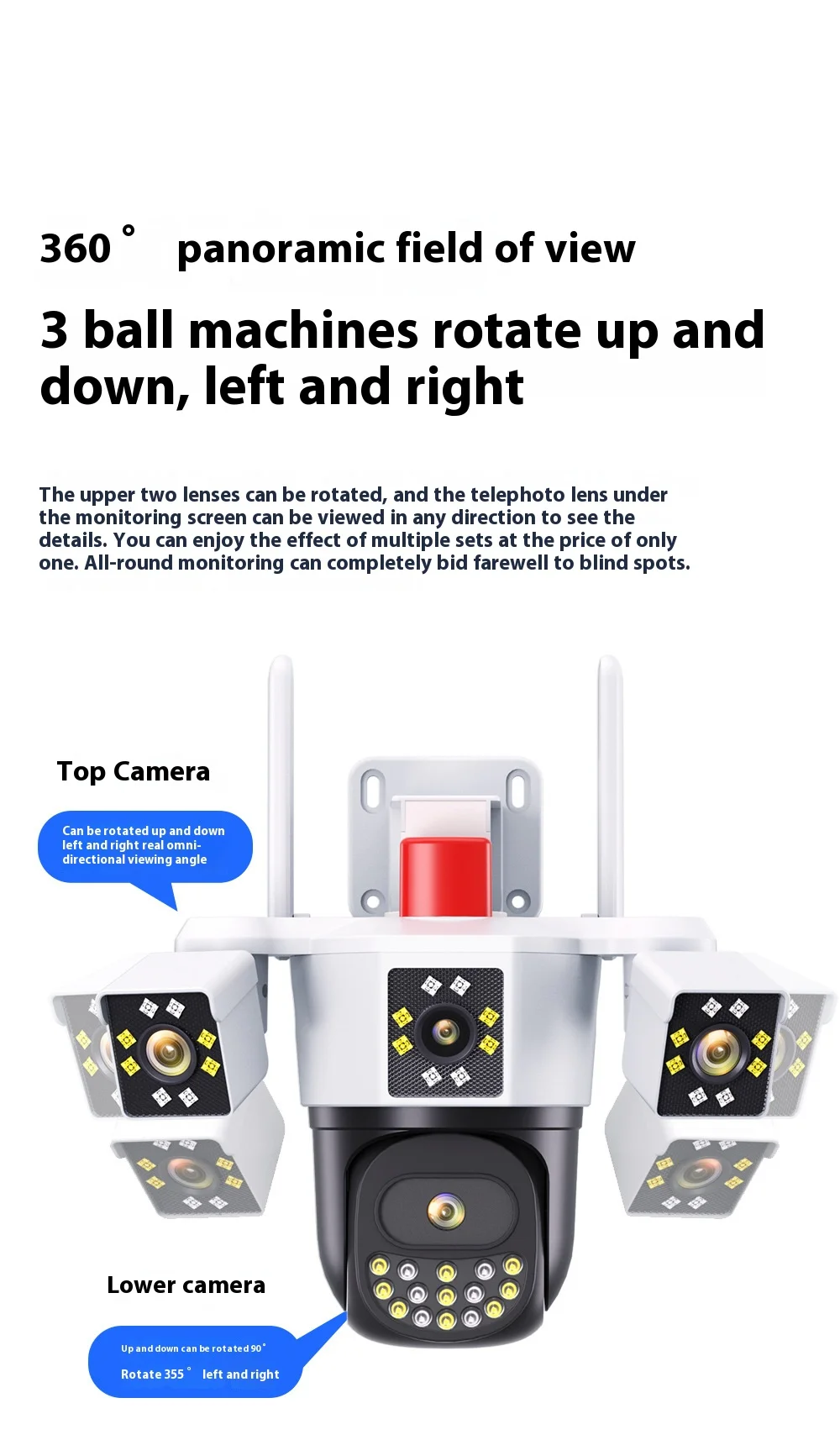 360 Degree Waterproof HD WiFi Home Monitoring Wireless Security Camera ...