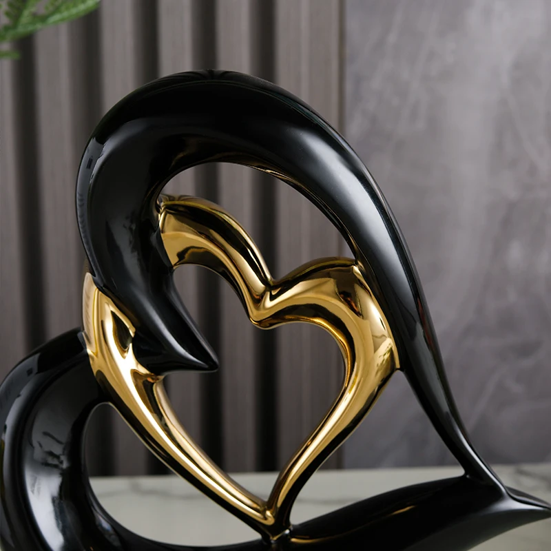 Modern Style Heart Shaped Statue Ceramic Craft Art Ornament Tabletop ...