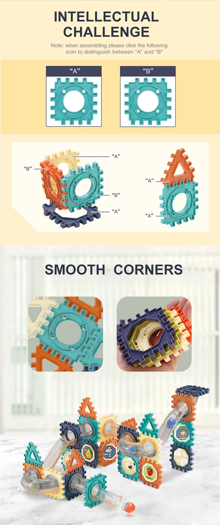 Educational Plastic Diy Bricks Roller Park Ball Track Blocks Paradise ...