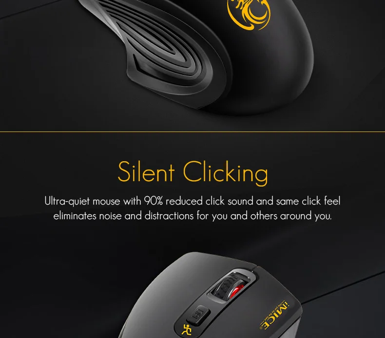 IMICE G1800 Silent Wireless Mouse with USB Dongle, Red Color