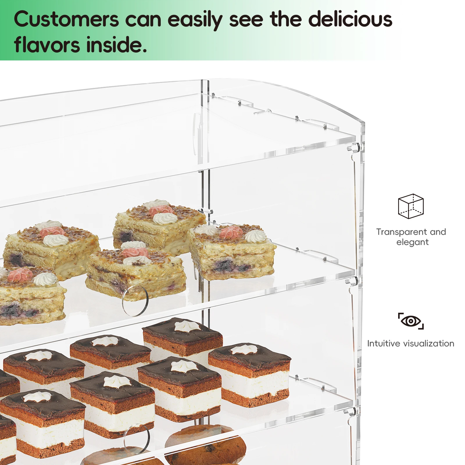 Custom Acrylic Bakery Display Case 3 Layers Pastry for Countertop ...