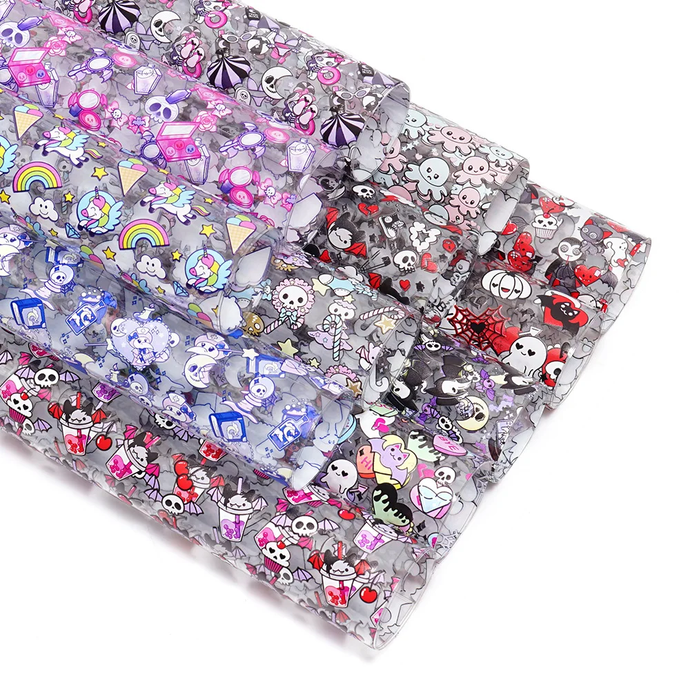 30CM*120CM Transparent Colored Cartoon Pattern Printed Vinyl Fabric ...