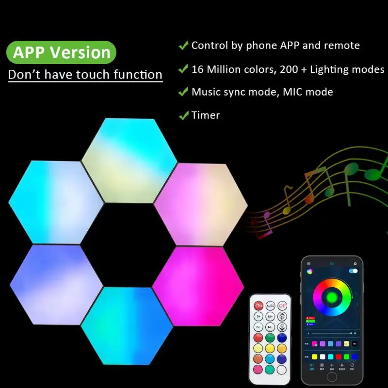 Honeycomb Light App Controlled Hexagonal Led Light Remote Control ...