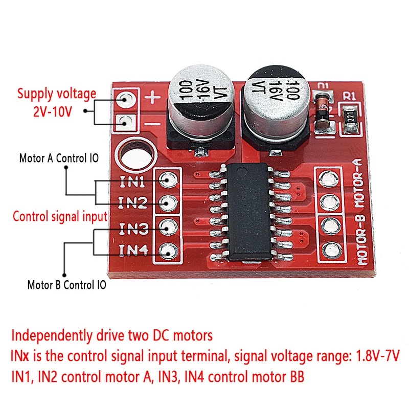 Mini L298N 2-channel DC Motor Drive Module Positive inversion PWM Speed ...
