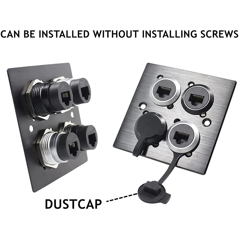 RJ45 Shielded Round Panel Mount Coupler Connector with Dustproof Cover