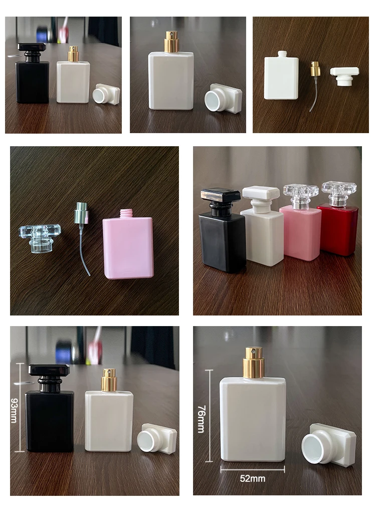 Shop Our in Stock Black Clear White Square Glass Perfume Bottle