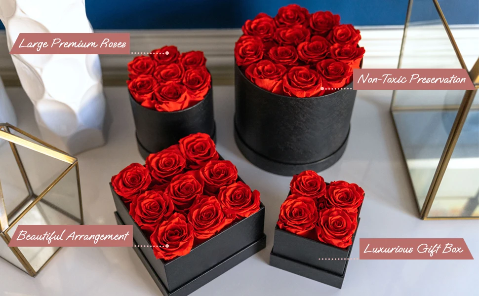 Customize Wholesale Everlasting Rose Immortal Gift Box Real Stabilized ...