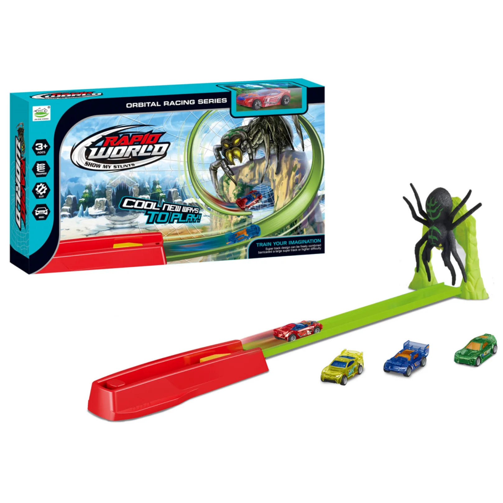 2023 Spider Ejection Trajectory Shooting Metal Die Cast Car Race Track ...