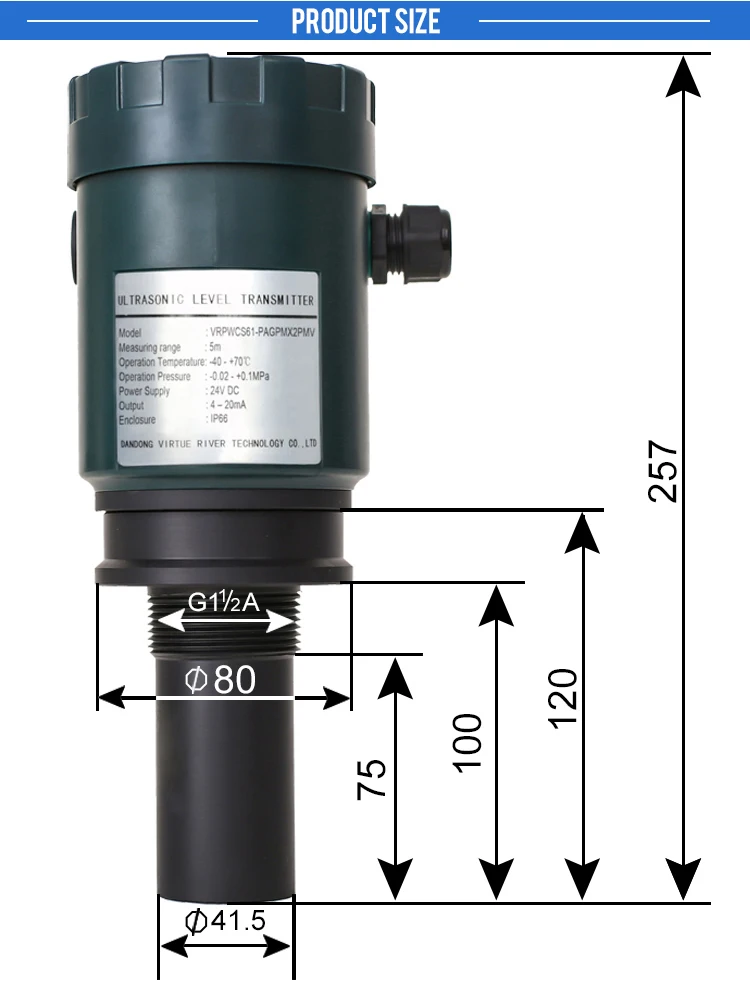 Ultrasonic Water Level Transmitter 4-20mA for Small Tanks Sludge ...