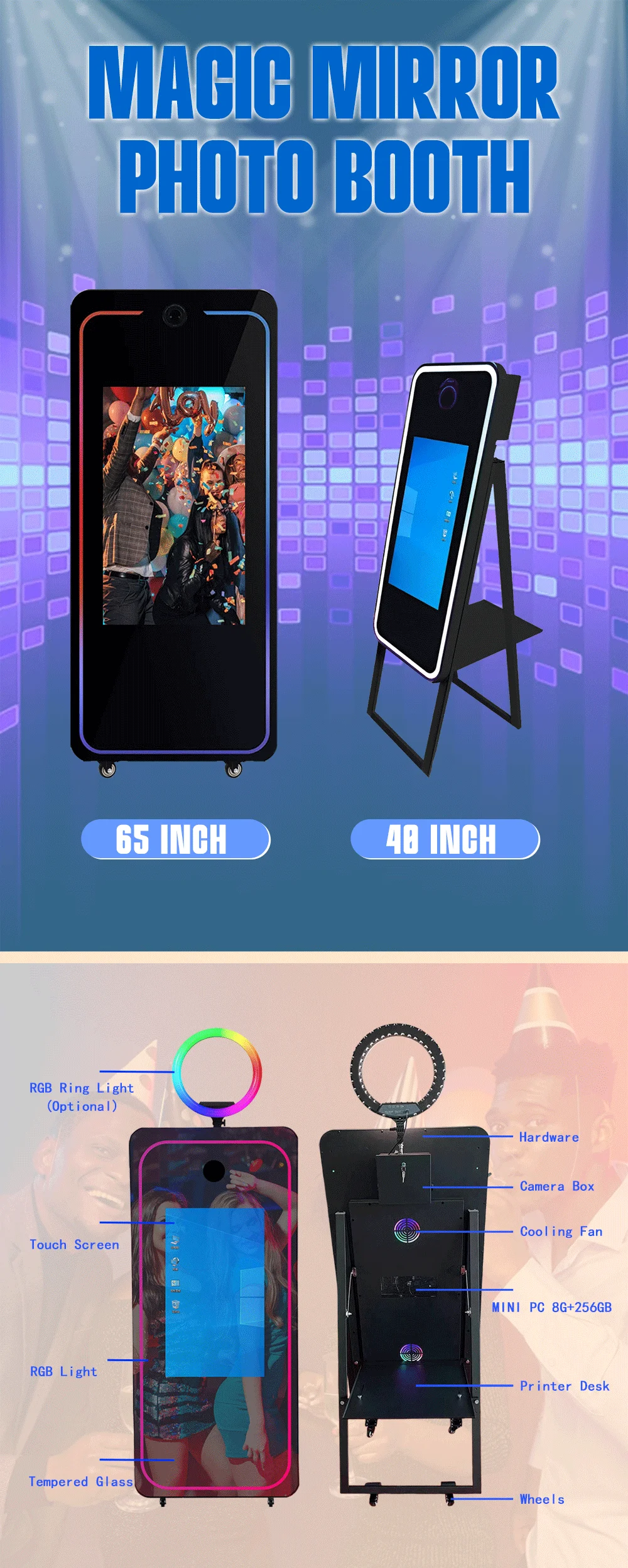 Magic Mirror Photo Booth Led Frame Screen Case Transport Mirror Selfie Photo Booth Mirror Photo ...