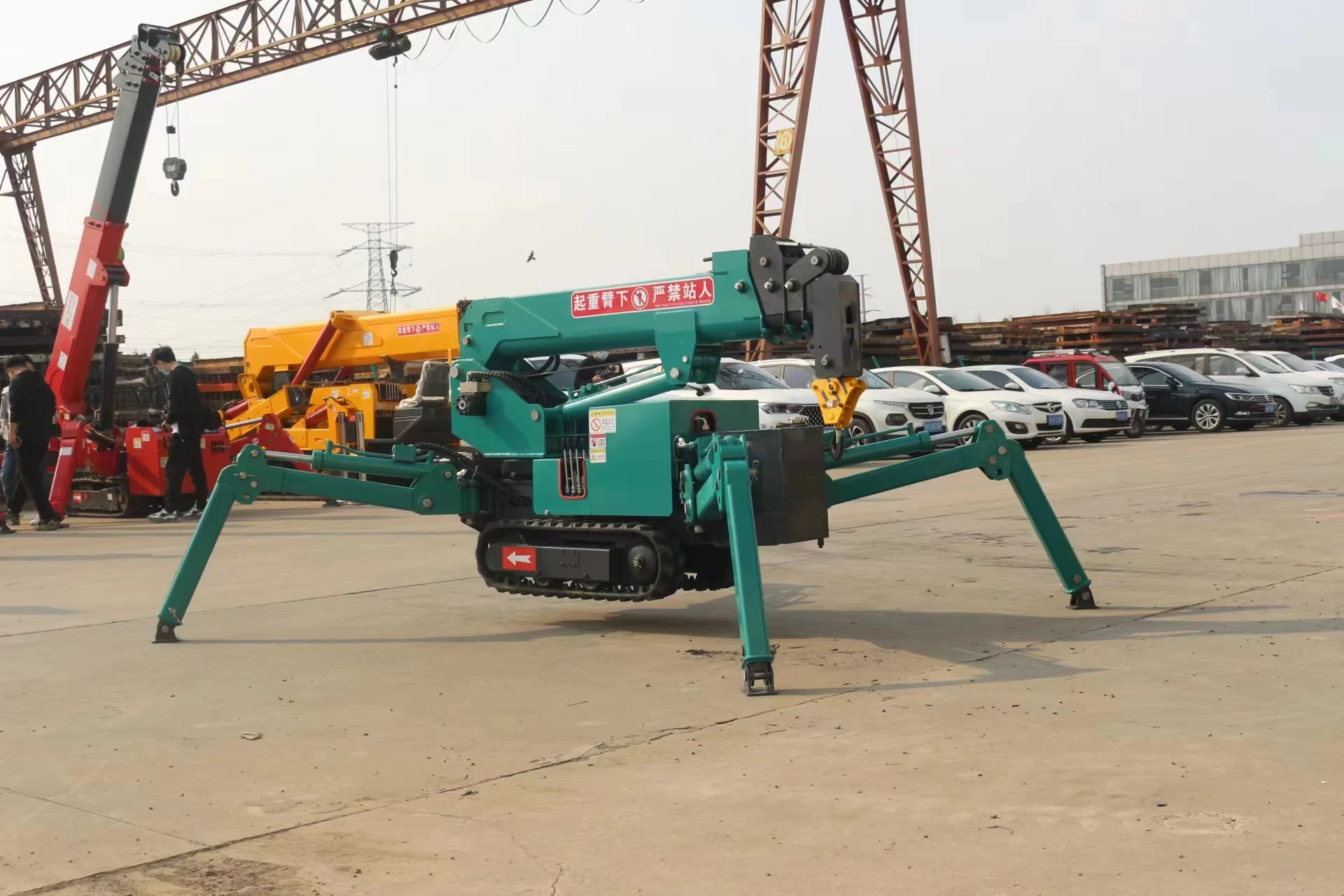 Micro Crane Entering Elevator - Mini Crawler Spider Crane