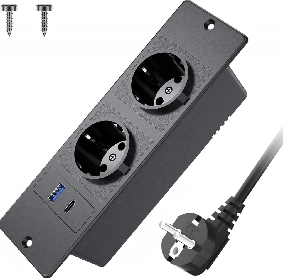 Table Socket With Usb C Pd 20 W,Built-in Socket,2 Sockets With Usb A ...