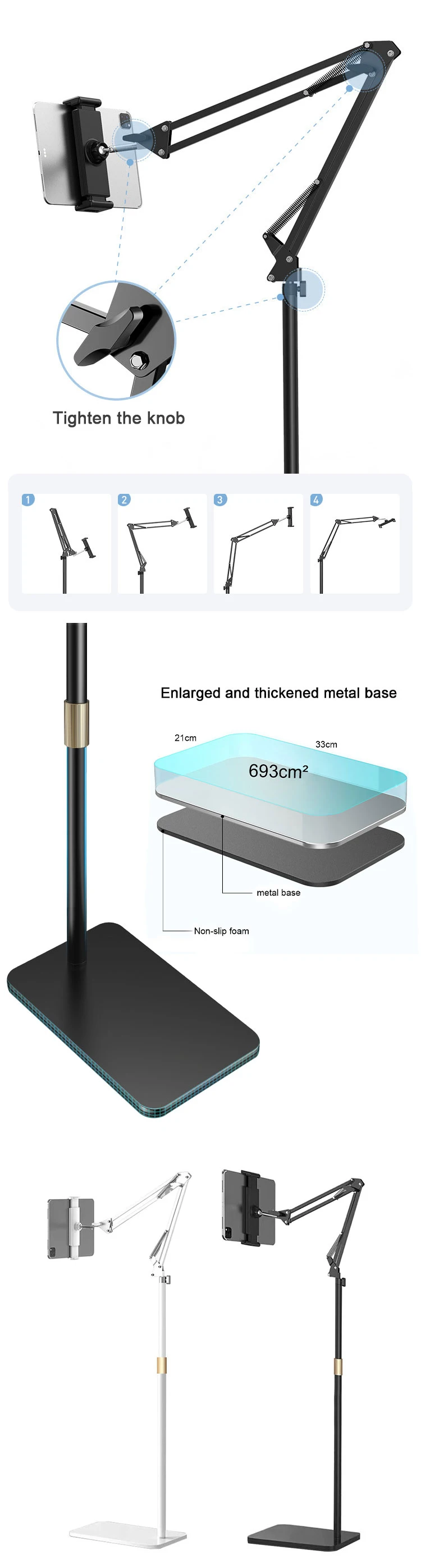 2022 Angle Height Retractable Floor Stand Live Streaming Tablet Cell ...