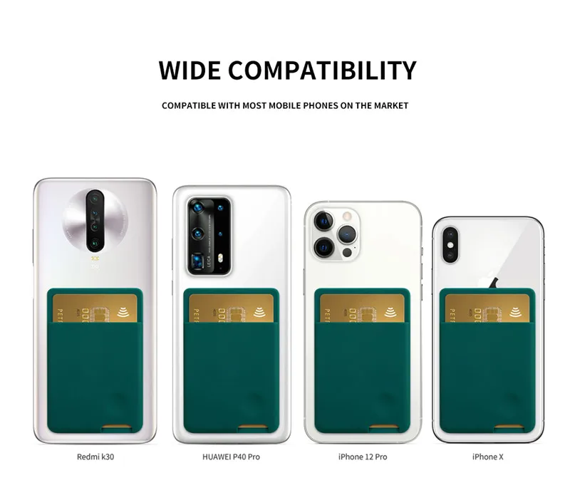 Fashion Silicone Phone Case Card Bags Wallet Stick-on Phone Back Card ...