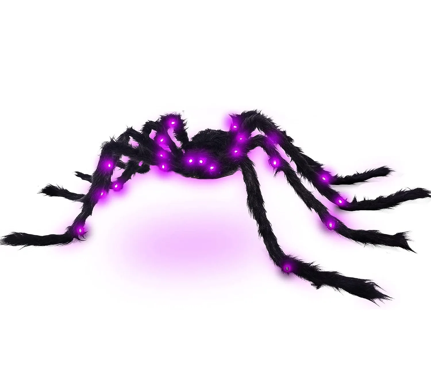 Purple Glowing Plush Spider Outdoor Halloween Decorations Spooky ...